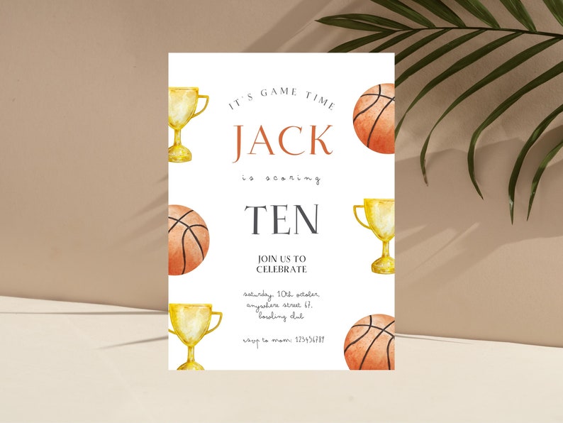 Basketball Invitation Editable Template, Sport Birthday Party Invite ...