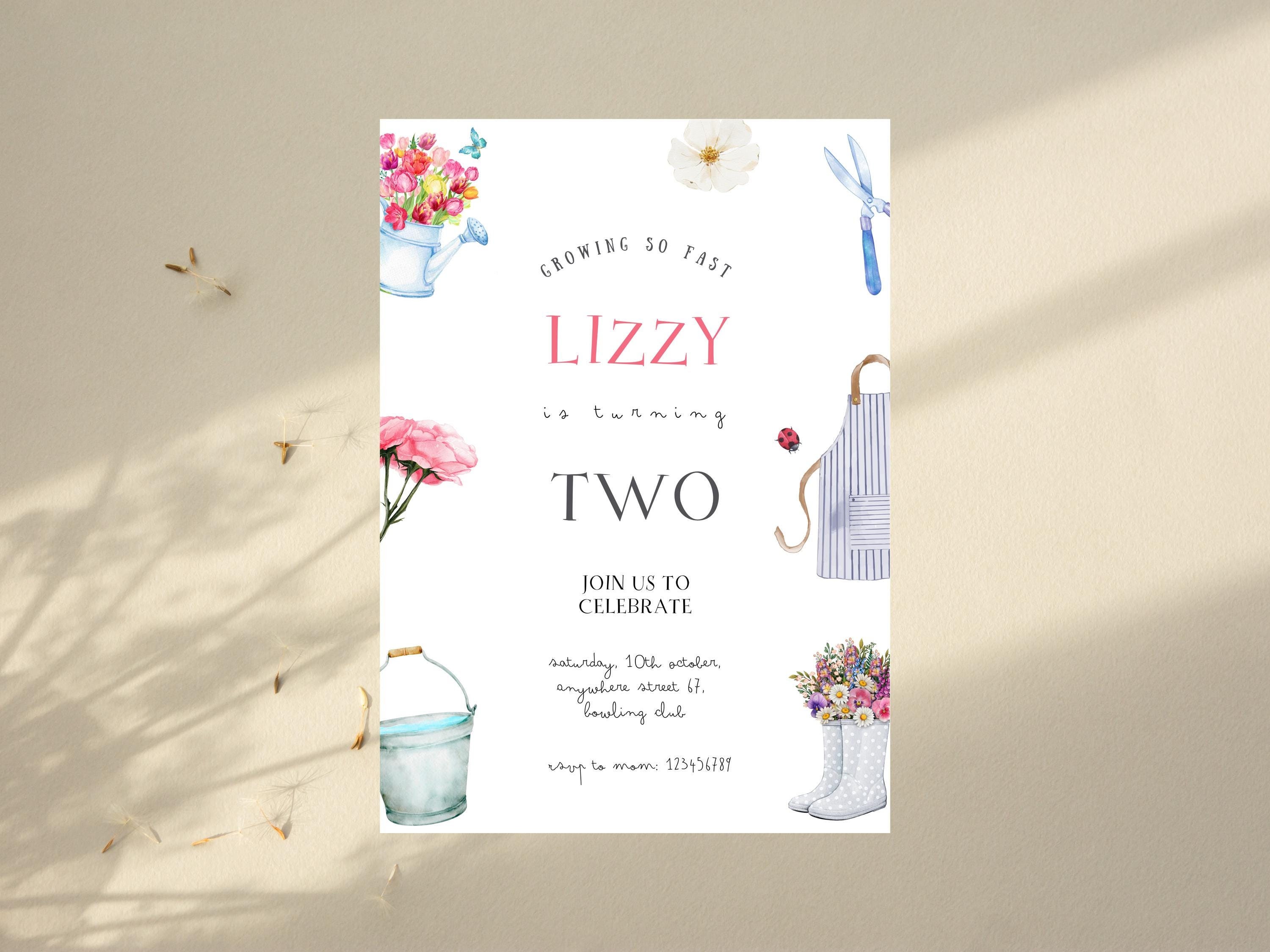 Gardening Birthday Invitation, Planting Party Invitation, Growing up so ...