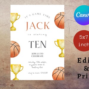 Basketball Invitation Editable Template, Sport Birthday Party Invite ...