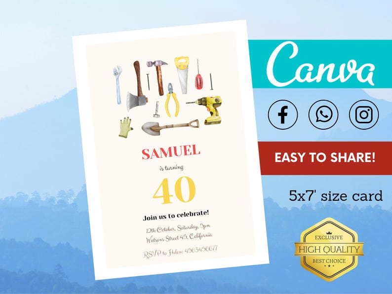 Construction Birthday Invitation EDITABLE, Tools Birthday Invite ...