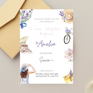 Lavender Birthday Invitation EDITABLE, Purple Floral Birthday ...