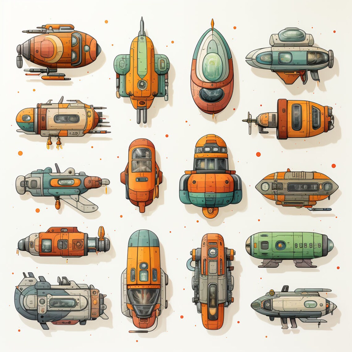 Spaceships Printable Stickers Collection 300dpi High Resolution - Etsy