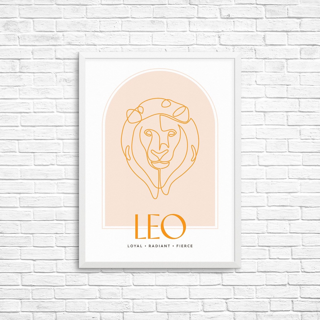 Leo Lion Art Print DIGITAL DOWNLOAD Trendy Bright Inspirational Leo ...