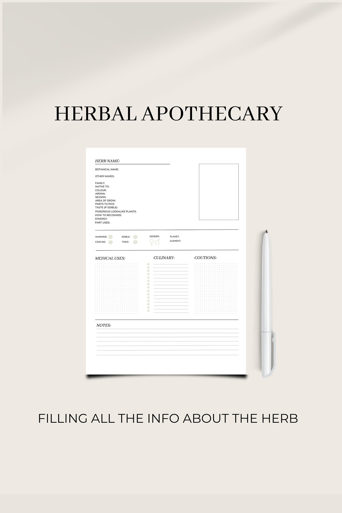 Herbal Journal Pages | Printable Herb Planner Pdf | Herb Template Pdf ...