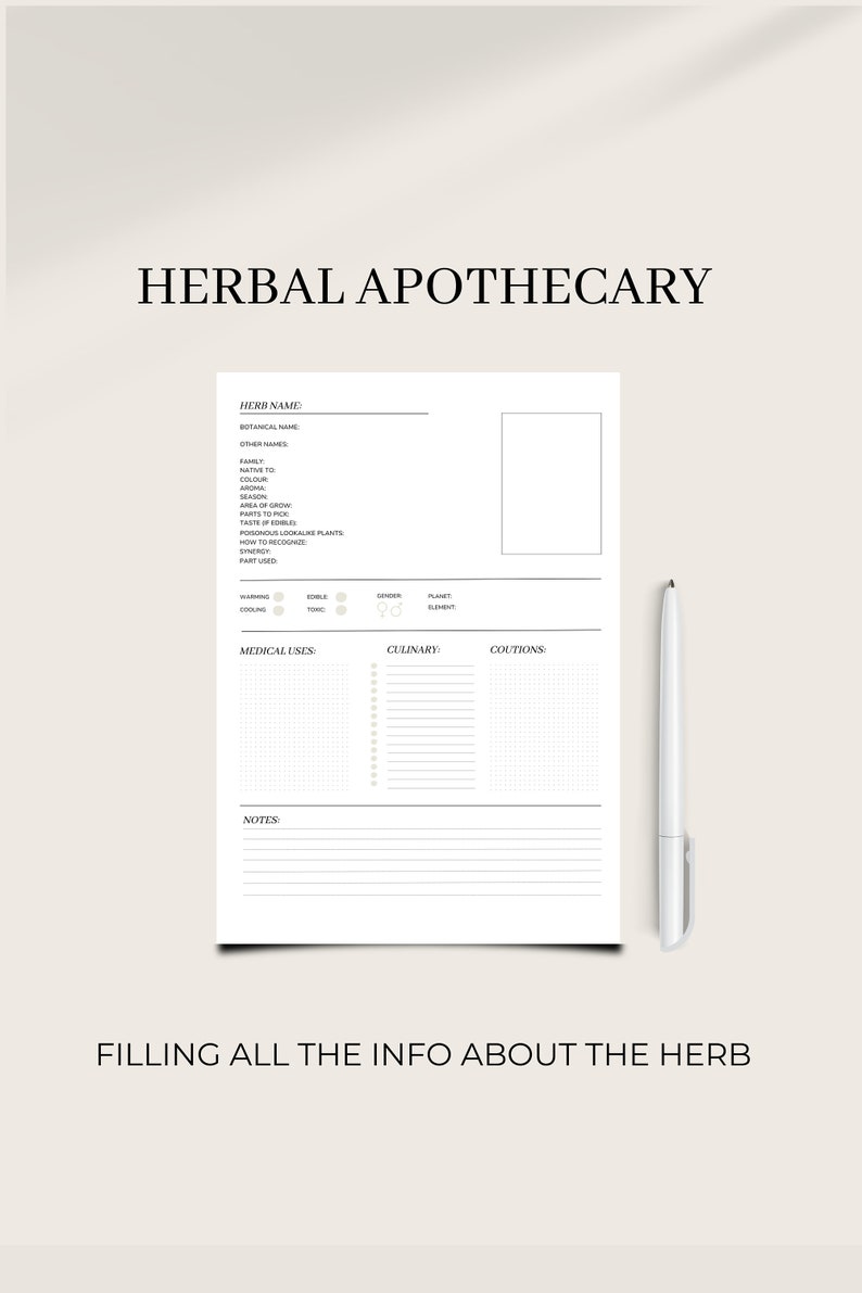 Herbal Journal Pages | Printable Herb Planner Pdf | Herb Template Pdf ...