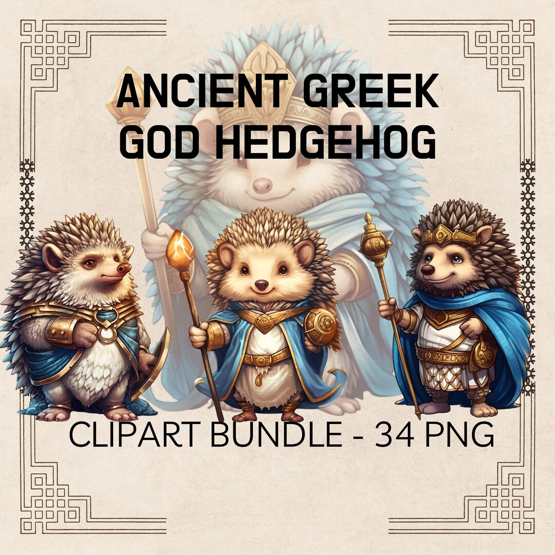 Ancient Greek God Hedgehog CLIPART Digital Stickers Bundle, Cute ...
