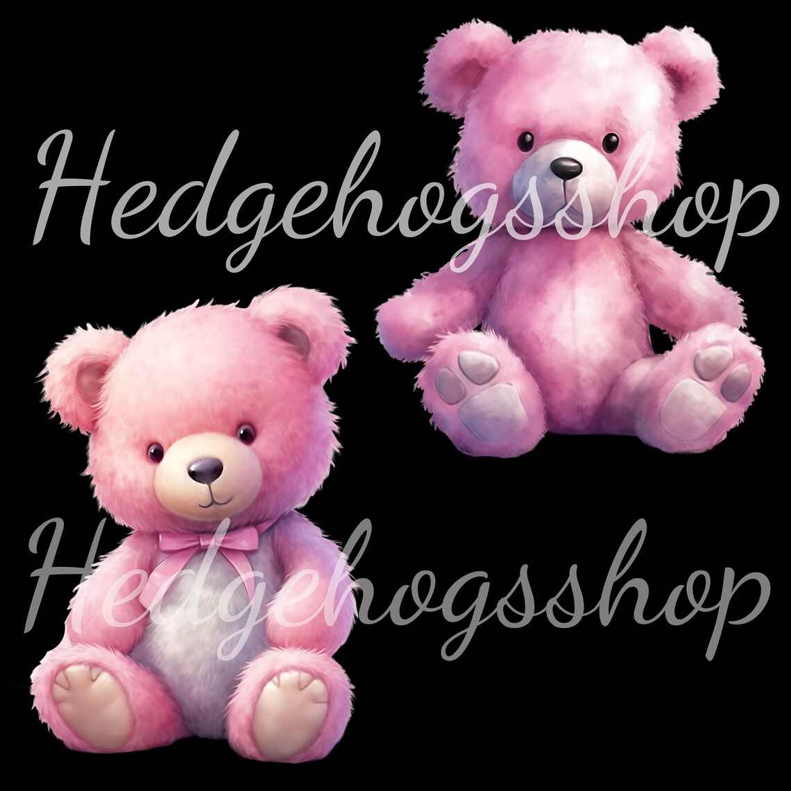 Pink Teddy Bears Clipart Bundle, Baby Bear, Teddy Bear Digital Image ...