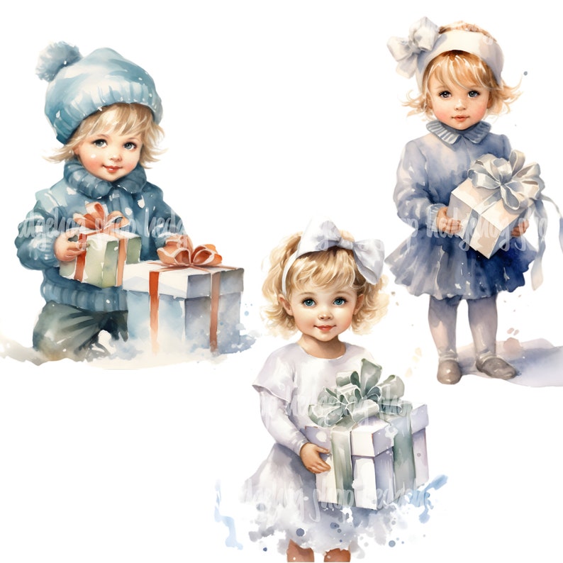 Kids With Christmas Presents Clipart PNG, Happy Kids, Cute Kids Clipart ...