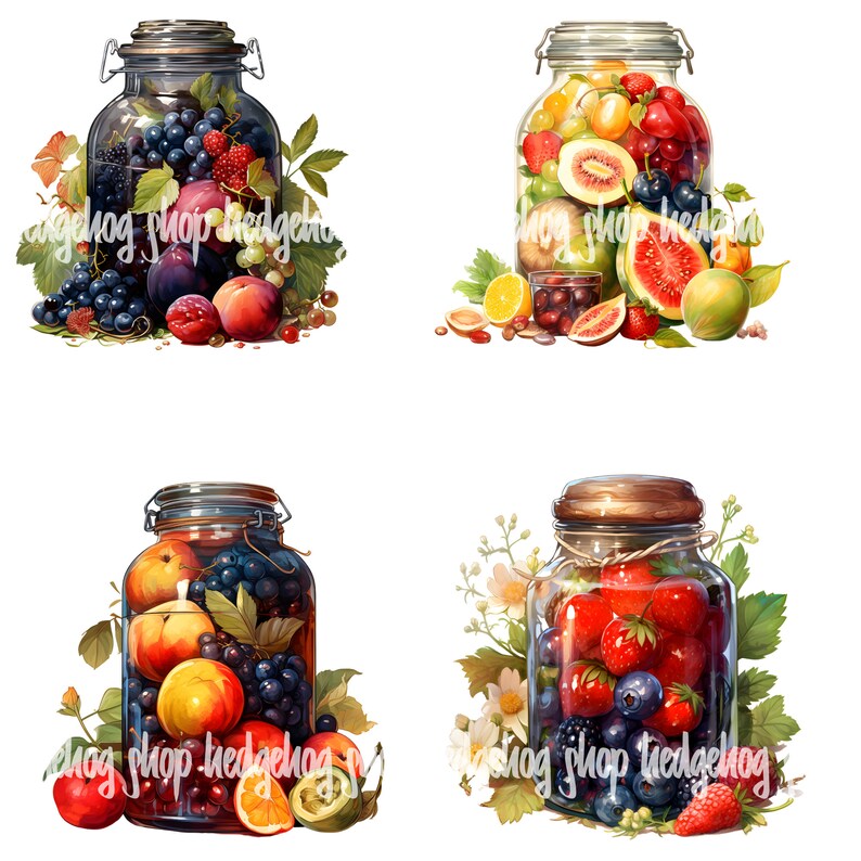 9 PNG Fruits in Jar Clipart Bundle, Kitchen Clipart, Garden Digital ...