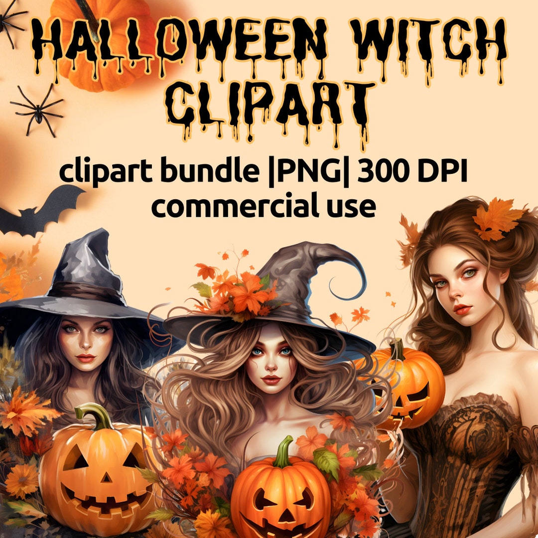 10 Halloween Witches Clipart Bundle, High Quality Design for ...