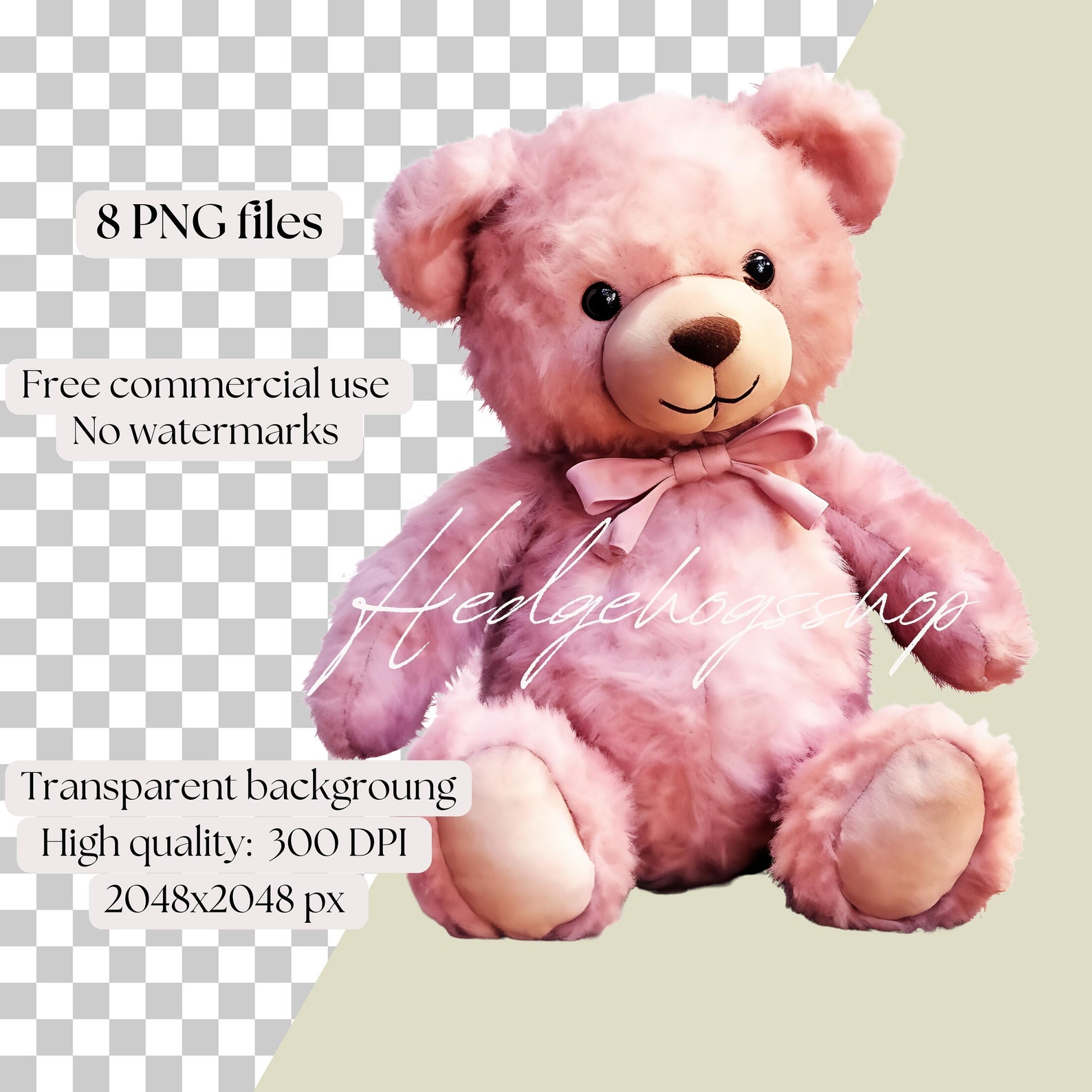 Pink Teddy Bears Clipart Bundle, Baby Bear, Teddy Bear Digital Image ...