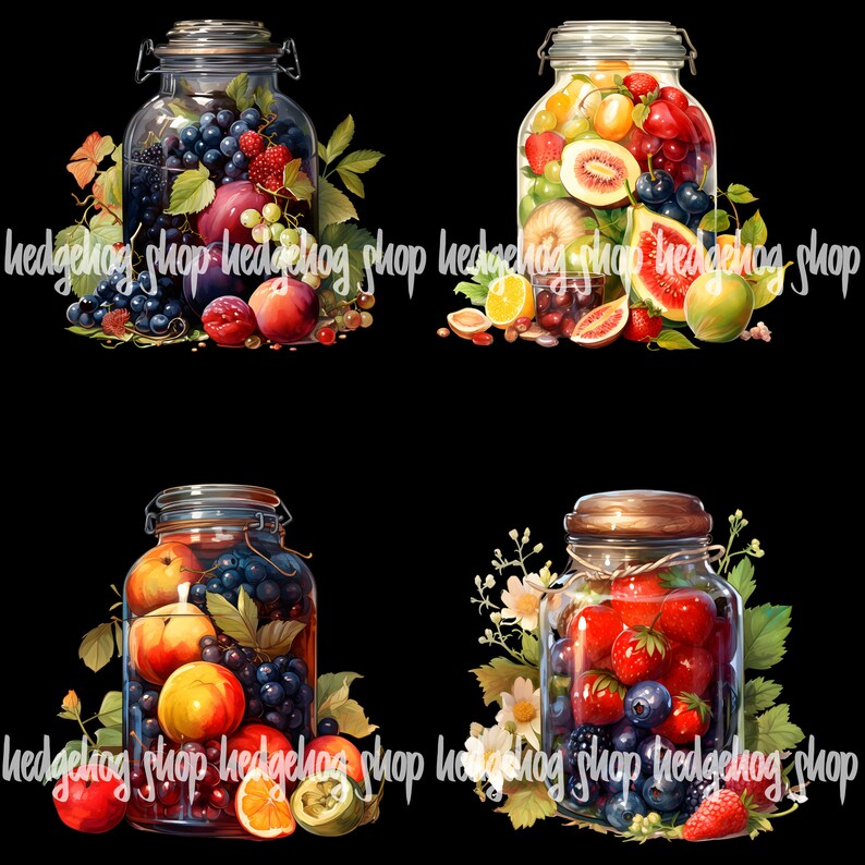 9 PNG Fruits in Jar Clipart Bundle, Kitchen Clipart, Garden Digital ...