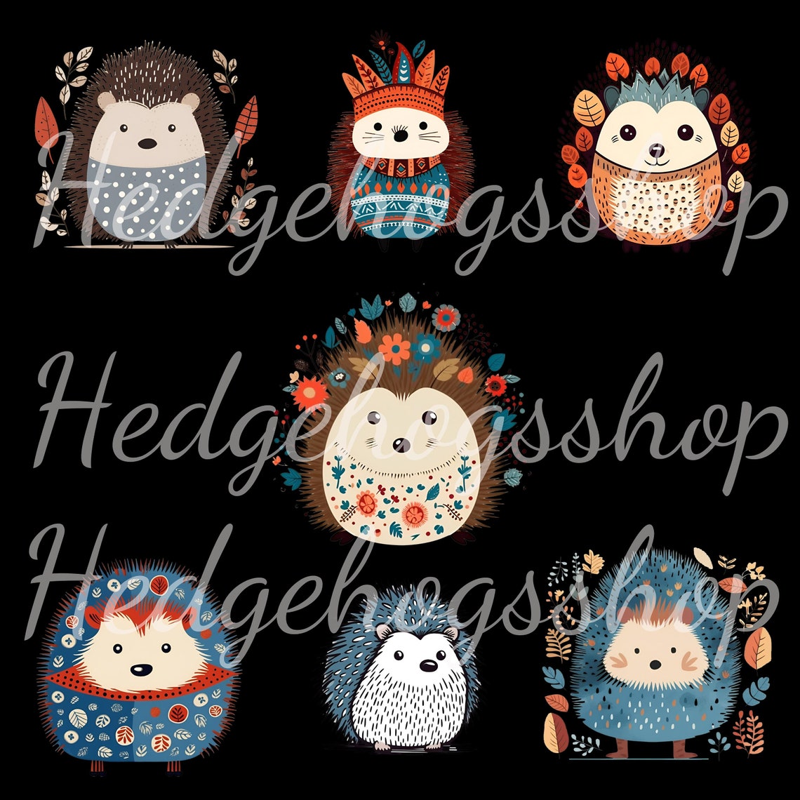 21 PNG Hedgehog Clipart Bundle for Sublimation, Doodle Hedgehog Clipart ...