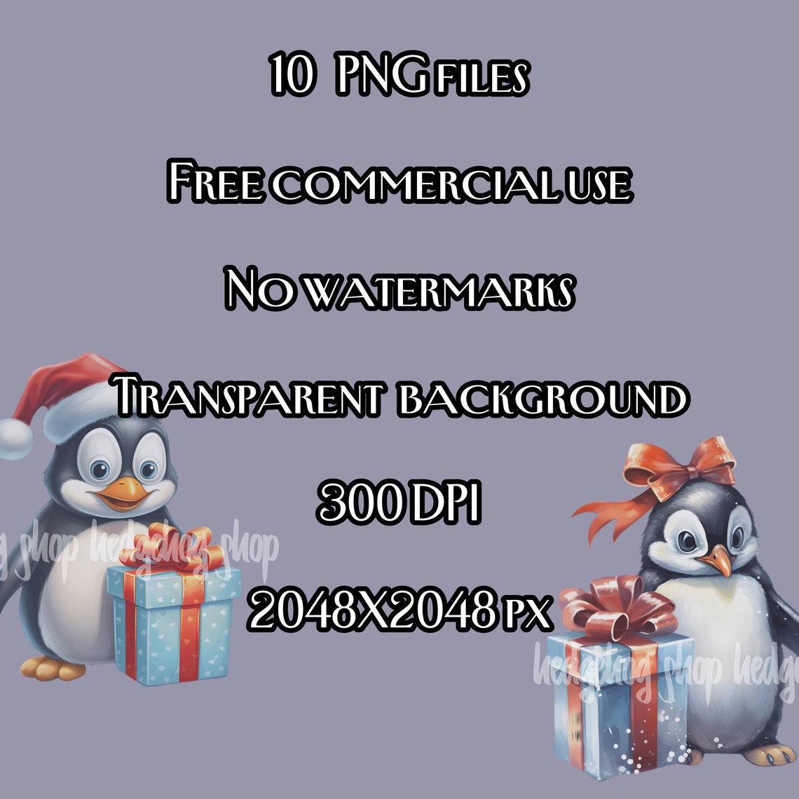 10 PNG Cartoon Christmas Penguins Clipart Bundle Penguin - Etsy