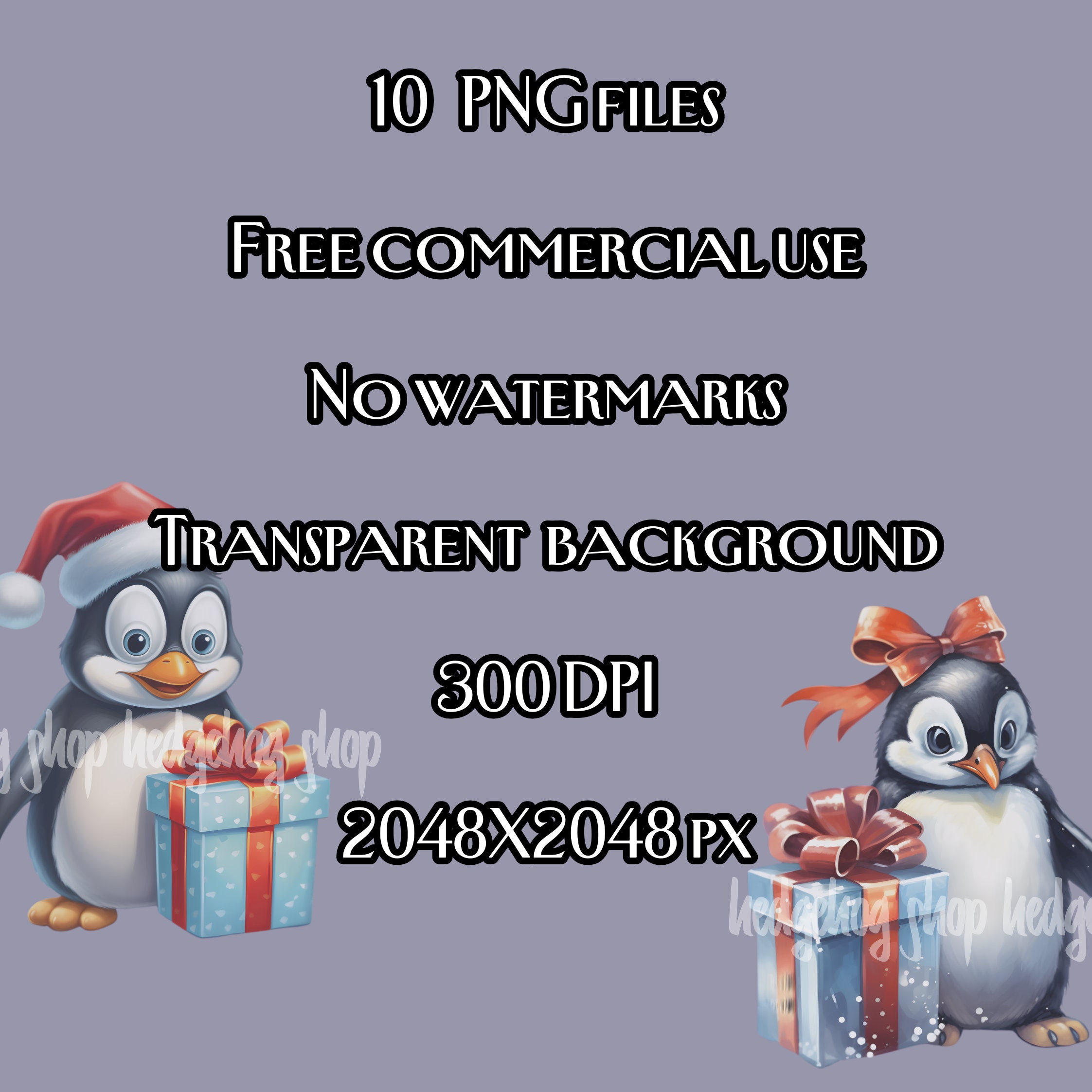 10 PNG Cartoon Christmas Penguins Clipart Bundle, Penguin Clipart ...