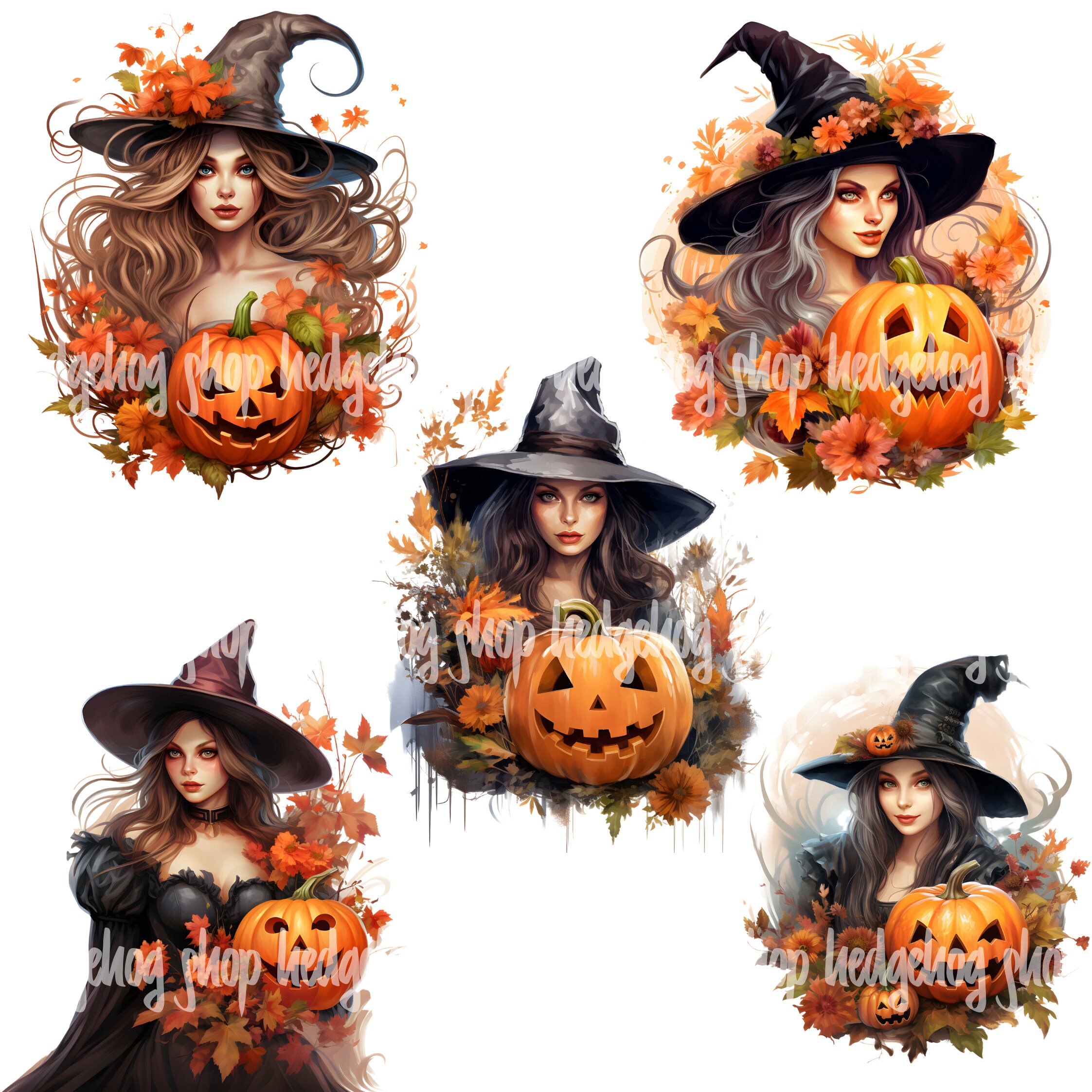 10 Halloween Witches Clipart Bundle, High Quality Design for ...