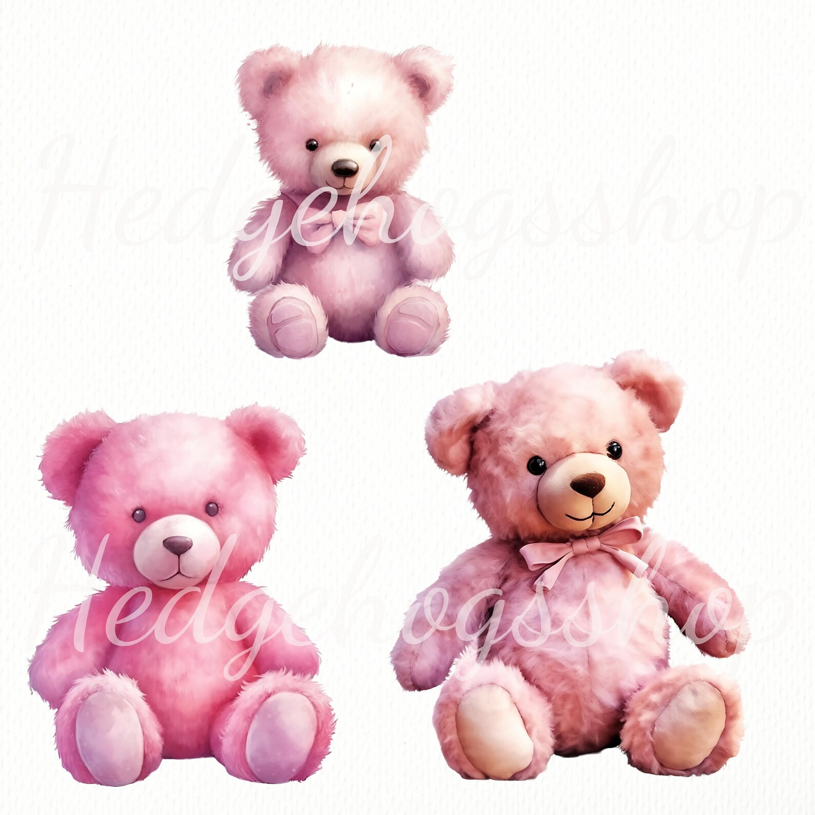 Pink Teddy Bears Clipart Bundle, Baby Bear, Teddy Bear Digital Image ...