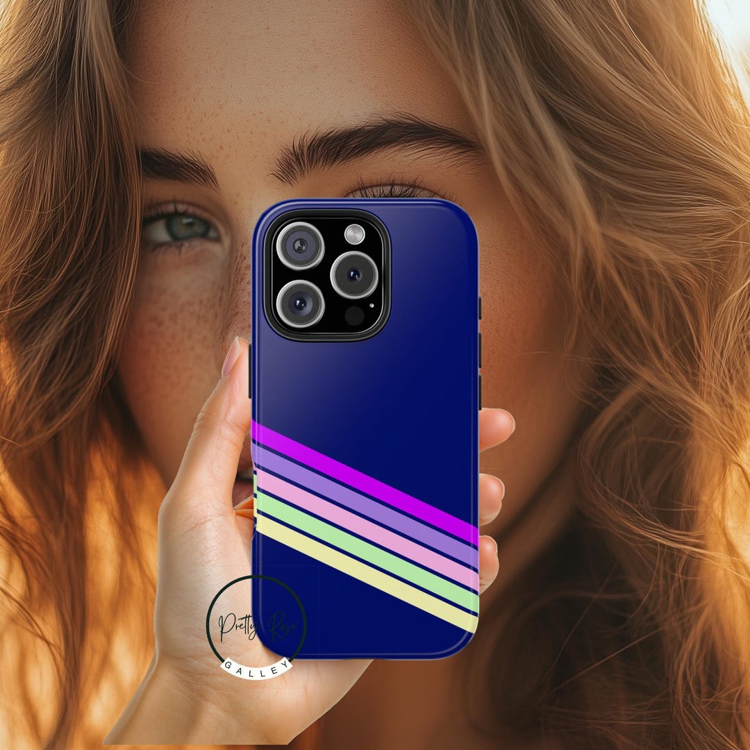1970s Retro Stripe #6 Line Tough Hard Phone Case Cover iPhone 16 15 14 ...