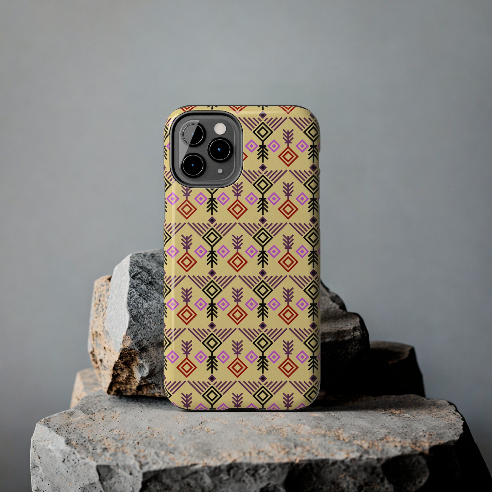 Beige Boho Tribal Design (4) Tough Hard Phone Case Cover iPhone 15/14 ...