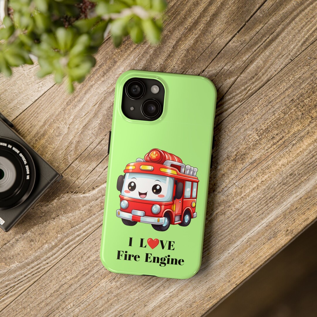 I Love Fire Engine Truck Brigade Green Tough Hard Phone Case Cover ...