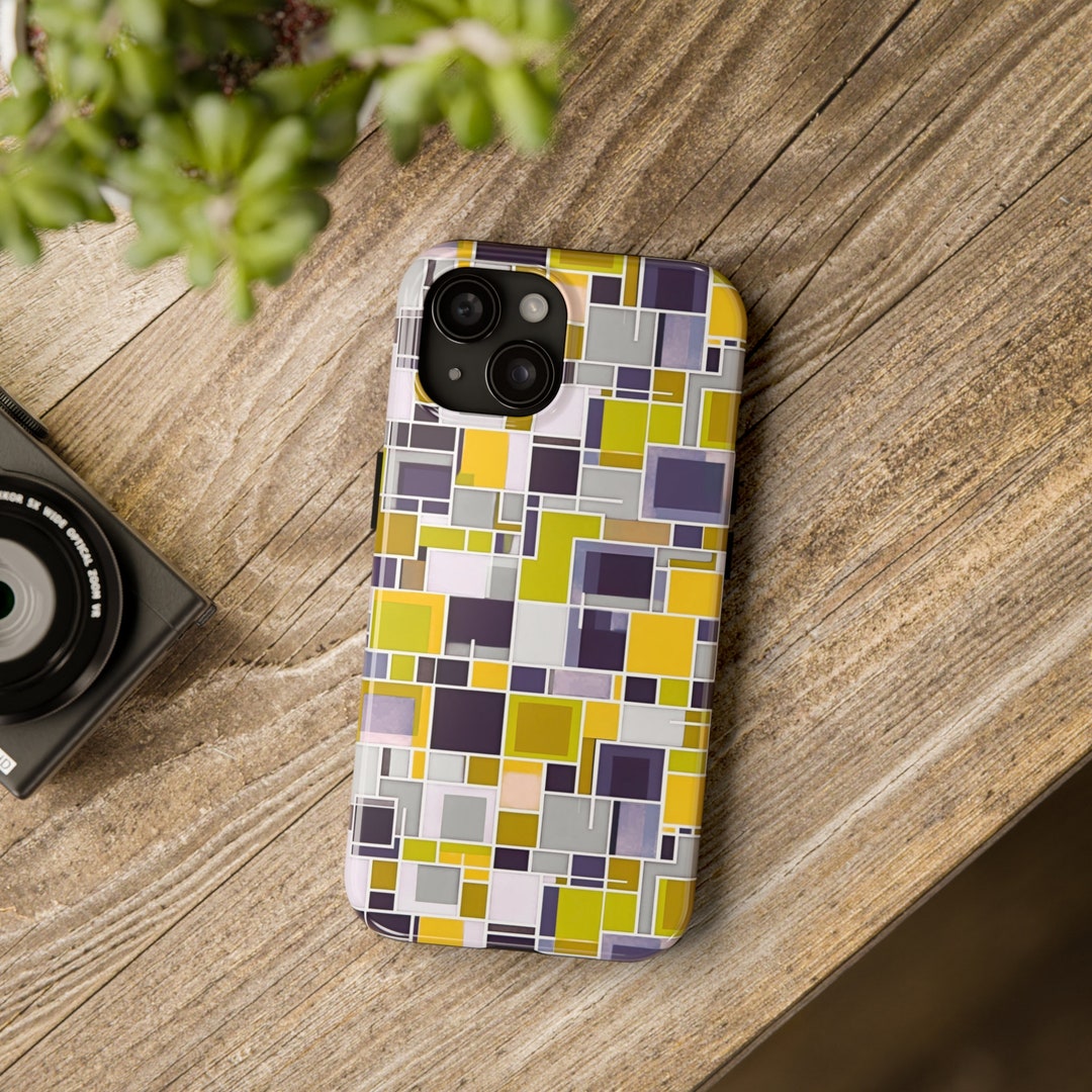 P2011-03 Retro 70s Colorful Mosaic Tiles Squares Rectangles Tough Hard ...
