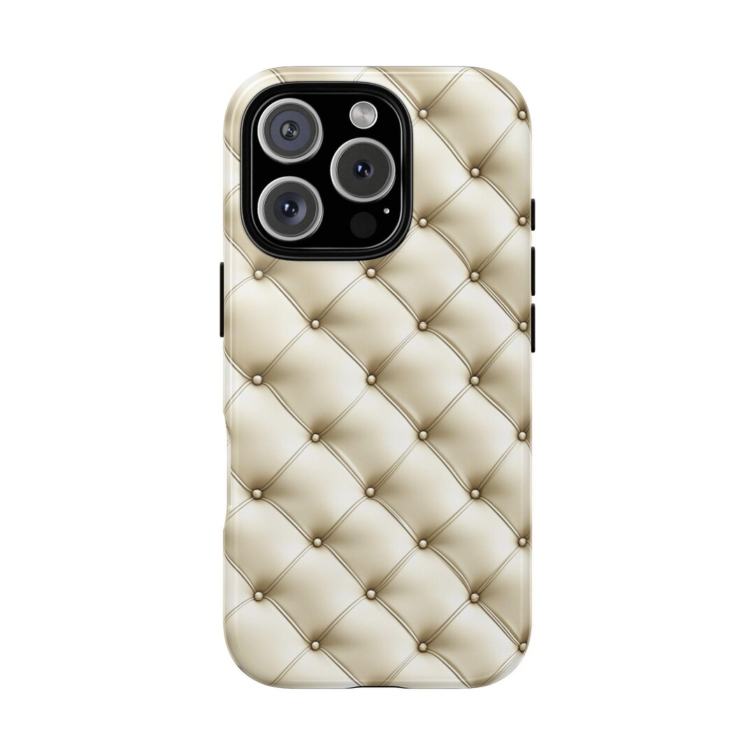 White Tufted Button Diamond Print Design Tough Hard Phone Case Cover ...