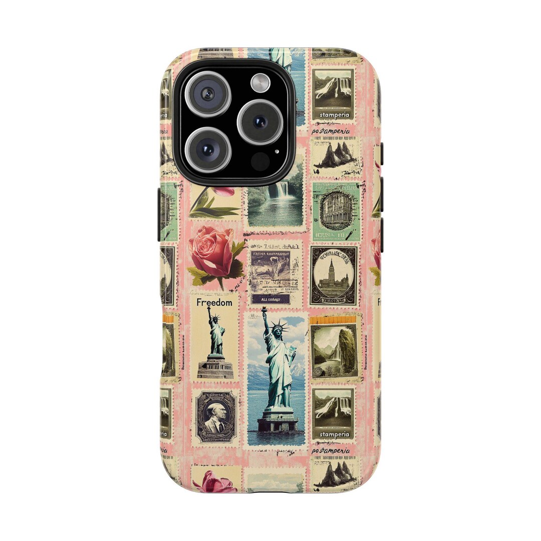 Freedom Statue of Liberty Stamp Collage Junk Journal Tough Hard Phone ...