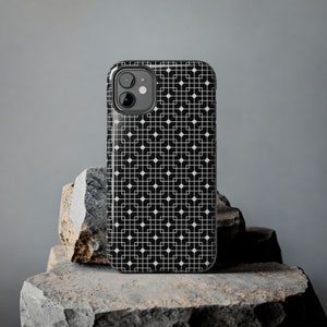 Black Symmetric Line Design (3) Tough Hard Phone Case Cover iPhone 15 ...