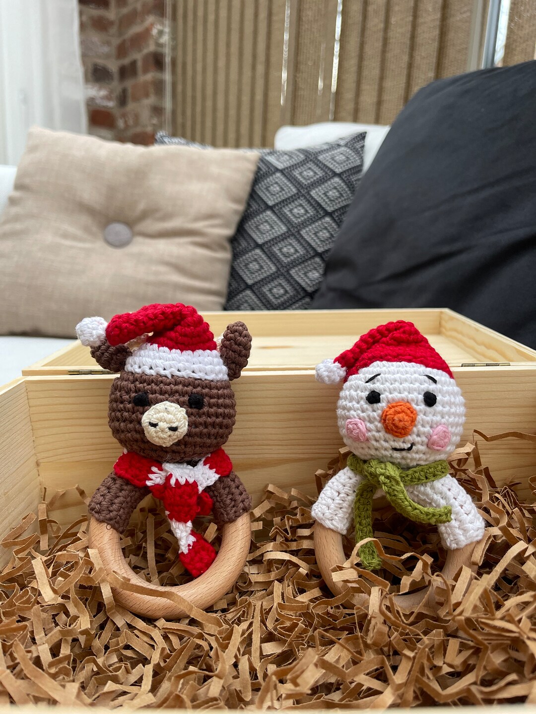 Christmas Rattle Musical Shaker Snowman Reindeer - Etsy UK