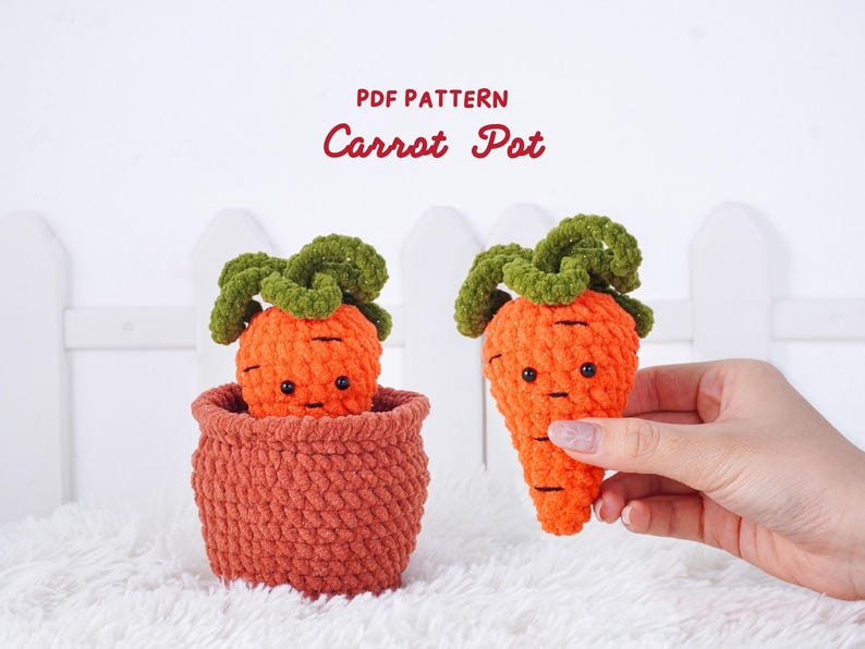Carrot Pot Crochet Pattern: Amigurumi Forest Decor (PDF Pattern) - Etsy
