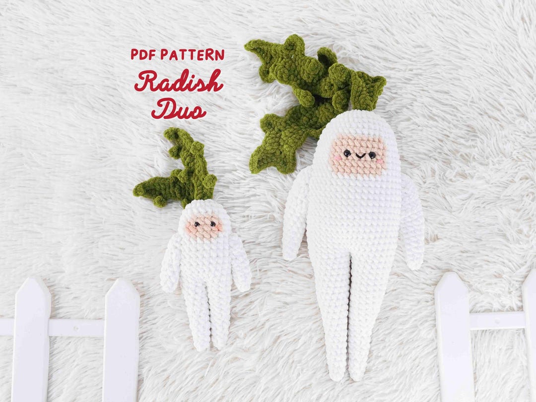 Radish Crochet Pattern Duo: Amigurumi Vegetable Plush Set (PDF Pattern ...