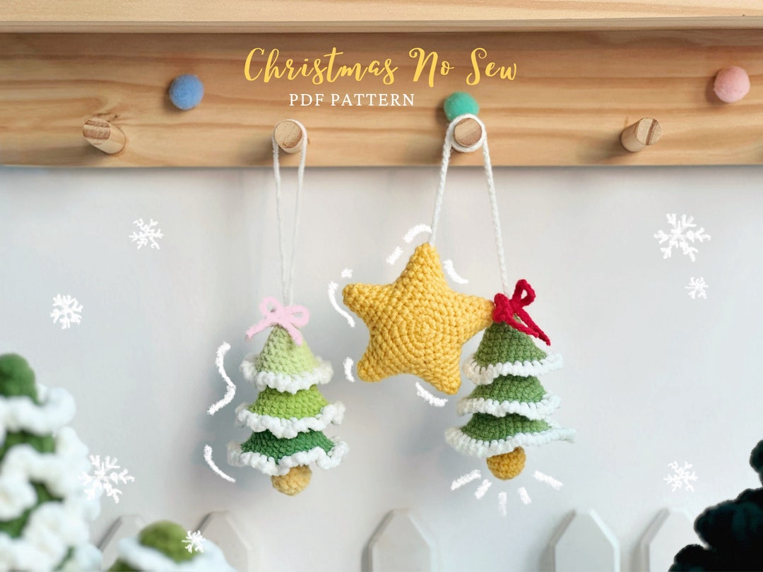 Christmas Car Hanging Crochet Pattern: Pine Tree & Star (PDF Pattern ...