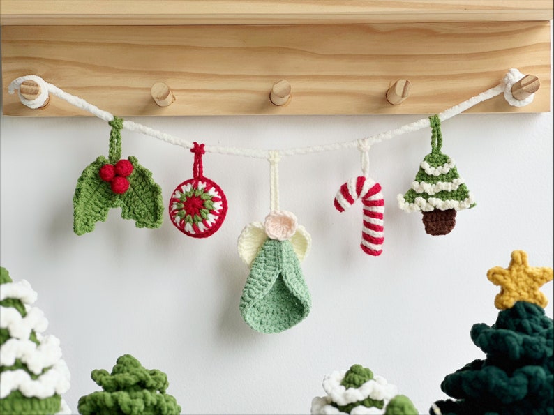 Christmas Ornaments Crochet Pattern: Angel, Candy Cane, Holly (PDF ...