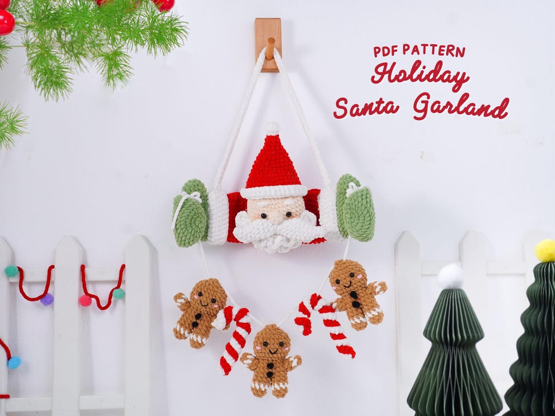 Holiday Santa Garland Crochet Pattern, Christmas Crochet Pattern ...