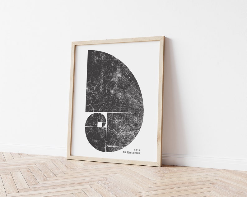 Gray Golden Ratio Print / Fibonacci Spiral Poster / Fibonacci Sequence ...