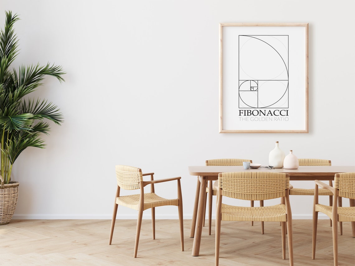 Golden Ratio Print, Fibonacci Spiral Poster, Fibonacci Sequence Wall ...