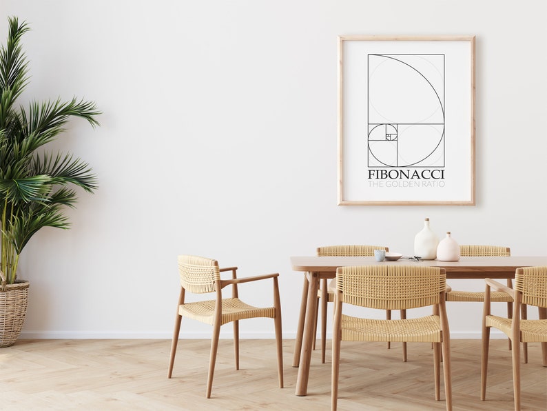 Golden Ratio Print, Fibonacci Spiral Poster, Fibonacci Sequence Wall ...