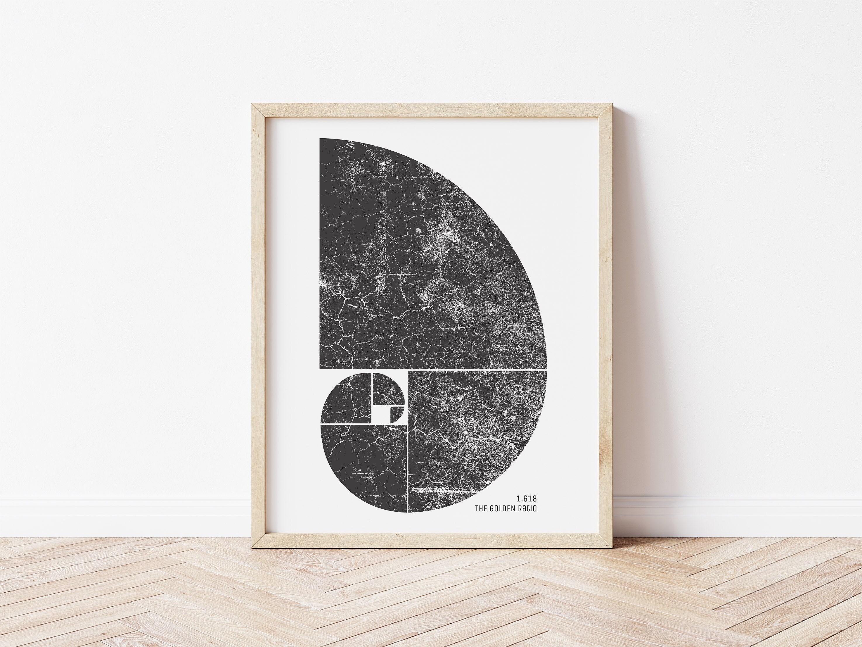 Gray Golden Ratio Print / Fibonacci Spiral Poster / Fibonacci Sequence ...