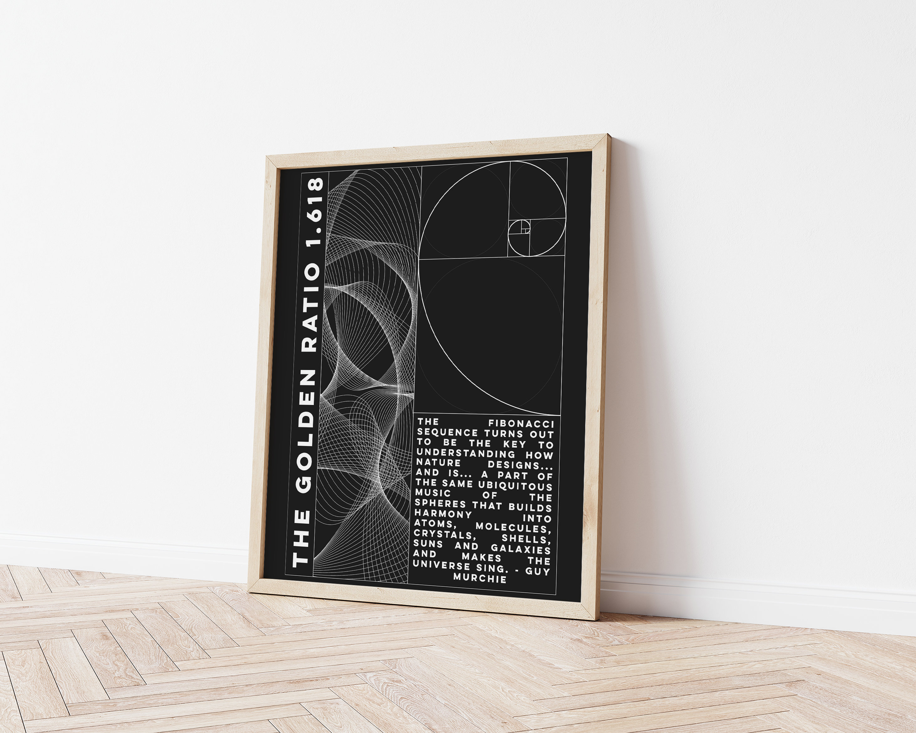Golden Ratio Print, Fibonacci Spiral Poster, Fibonacci Sequence Wall ...