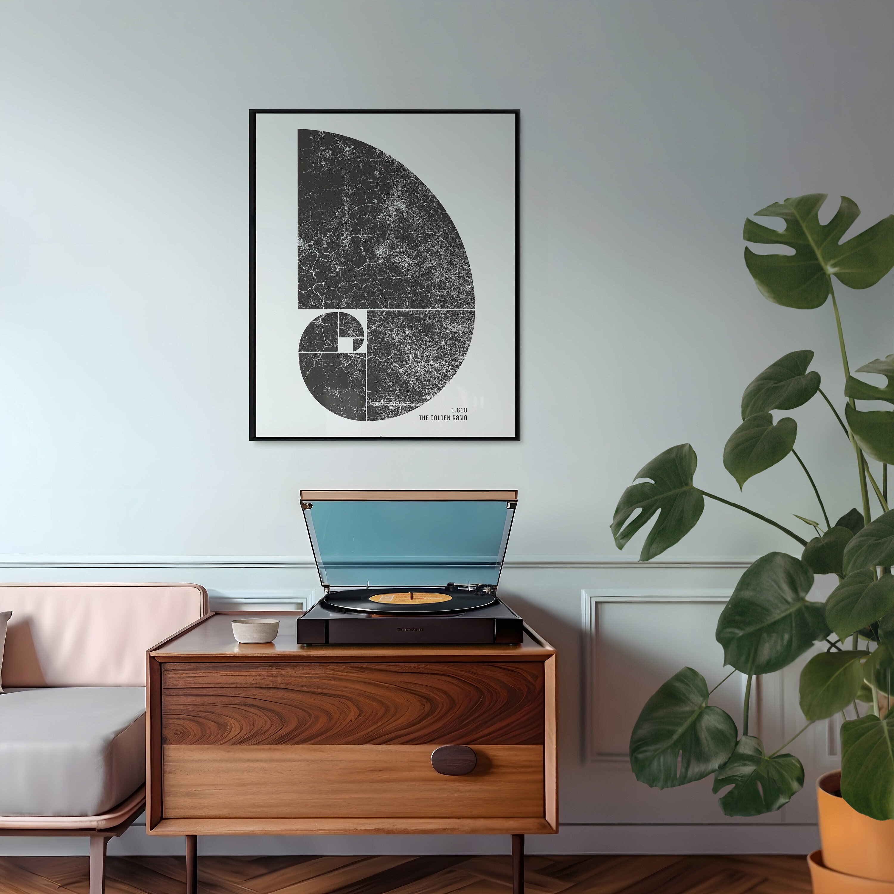 Gray Golden Ratio Print / Fibonacci Spiral Poster / Fibonacci Sequence ...