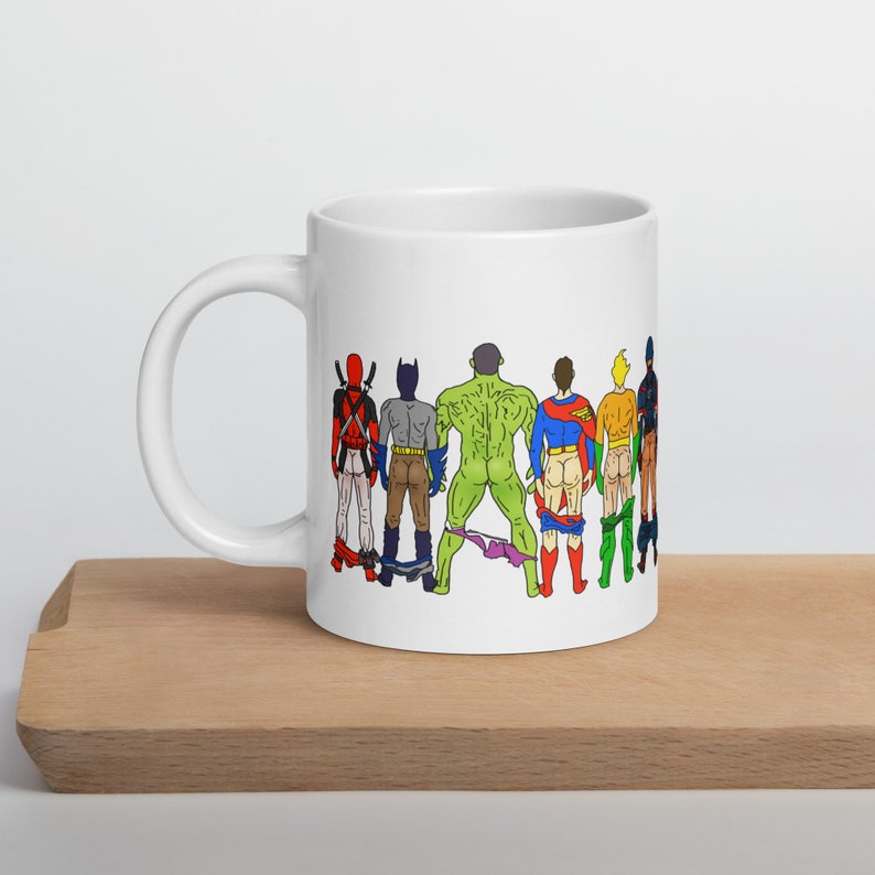 Superhero Butts Mooning Fan Art Gag Novelty Adult Mug 20 Oz ...