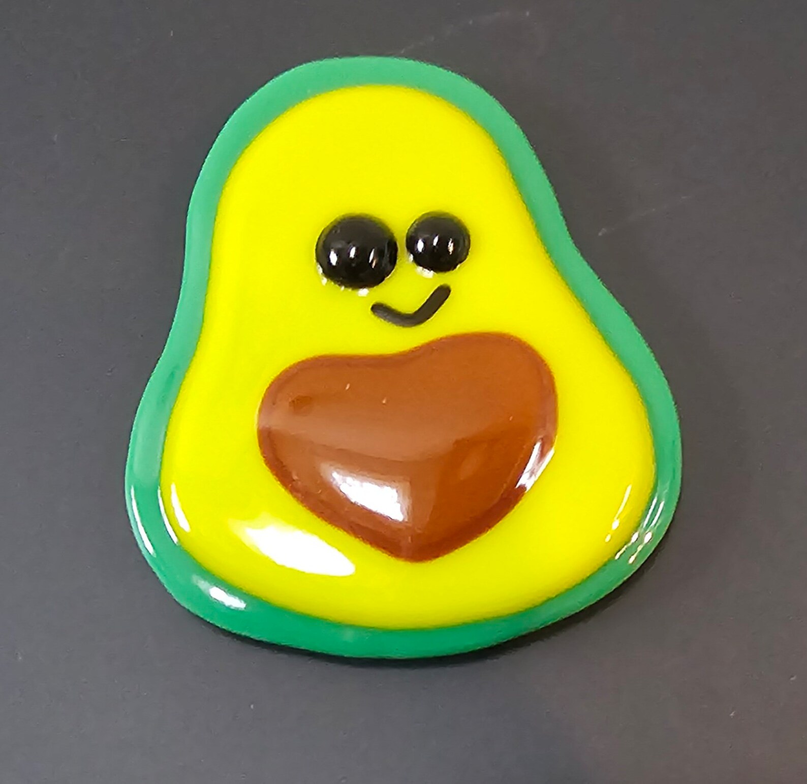 Fused Glass Avocado Magnet W/face - Etsy