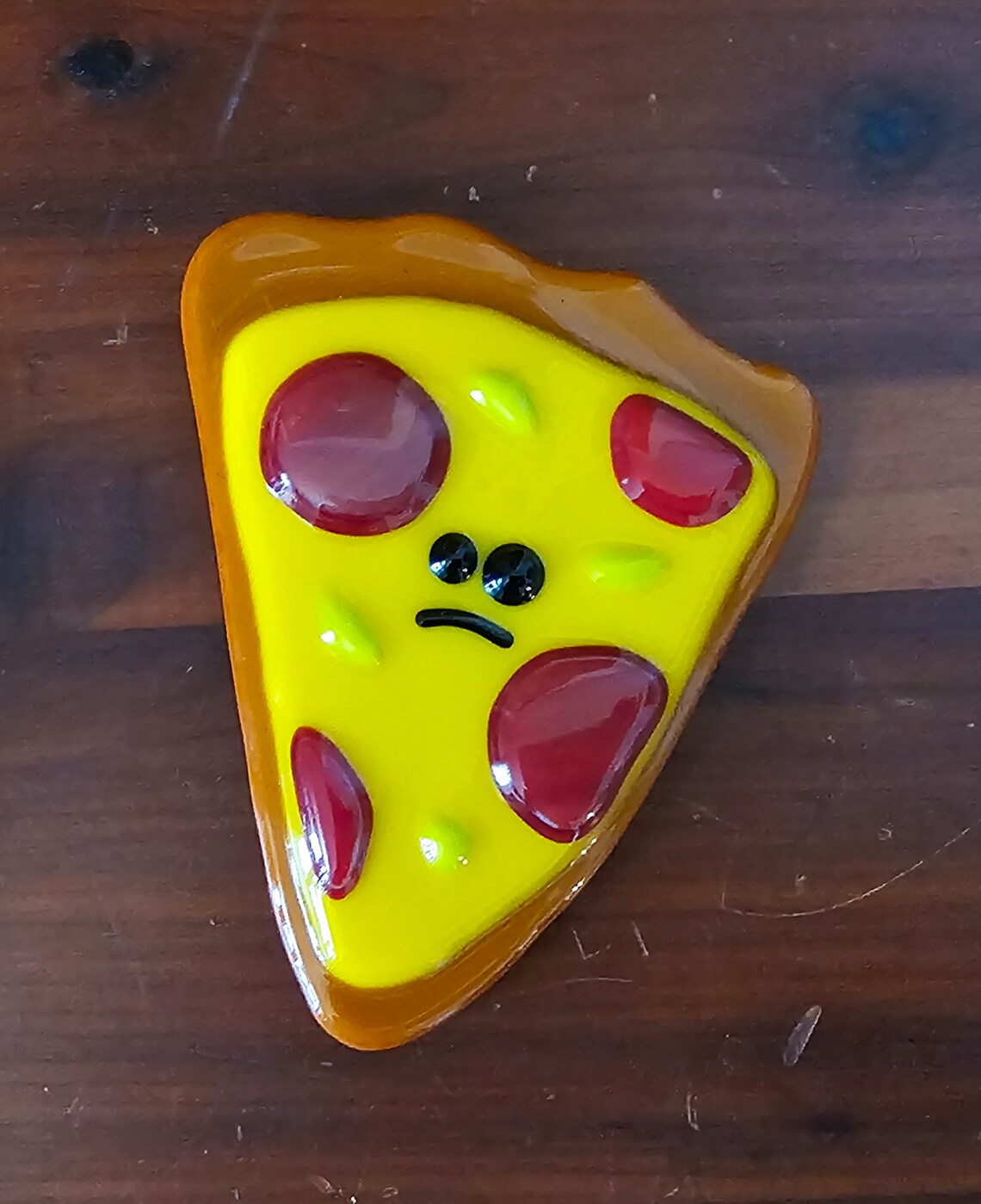 Fused Glass Pizza Slice Magnet W/face - Etsy