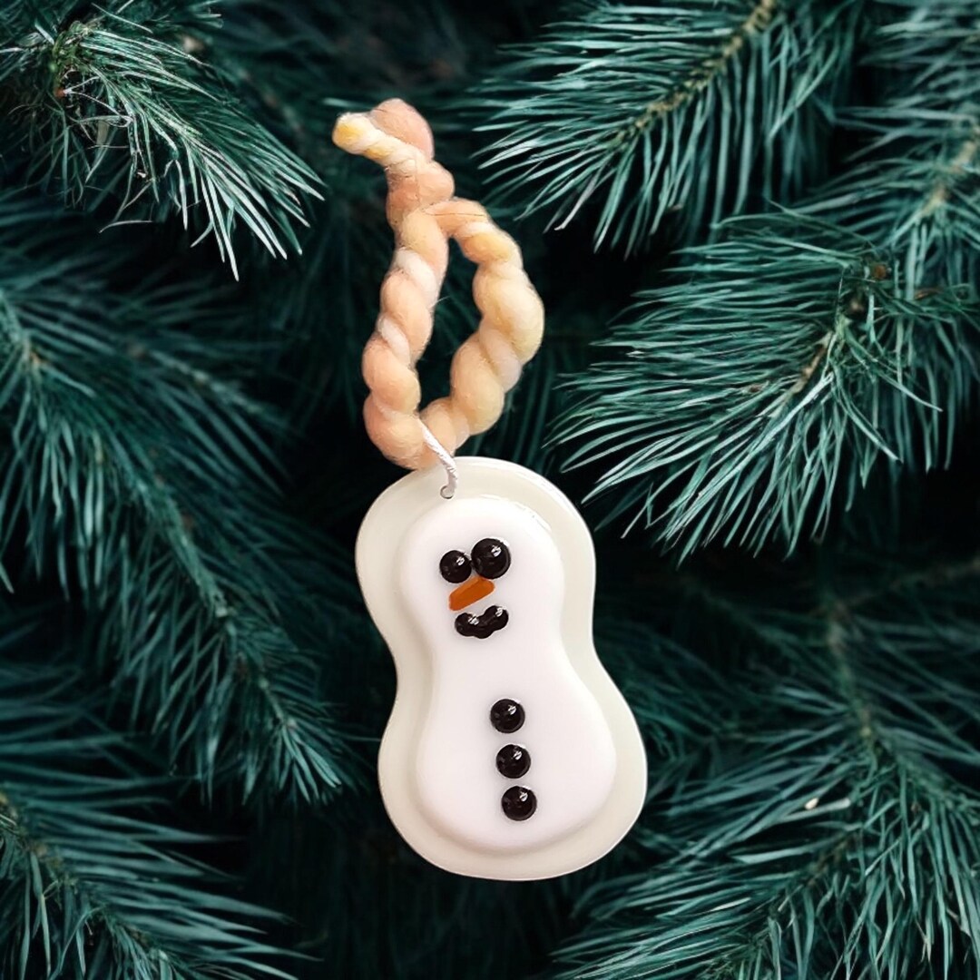 Snowman Cookie Fused Glass Ornament - Etsy