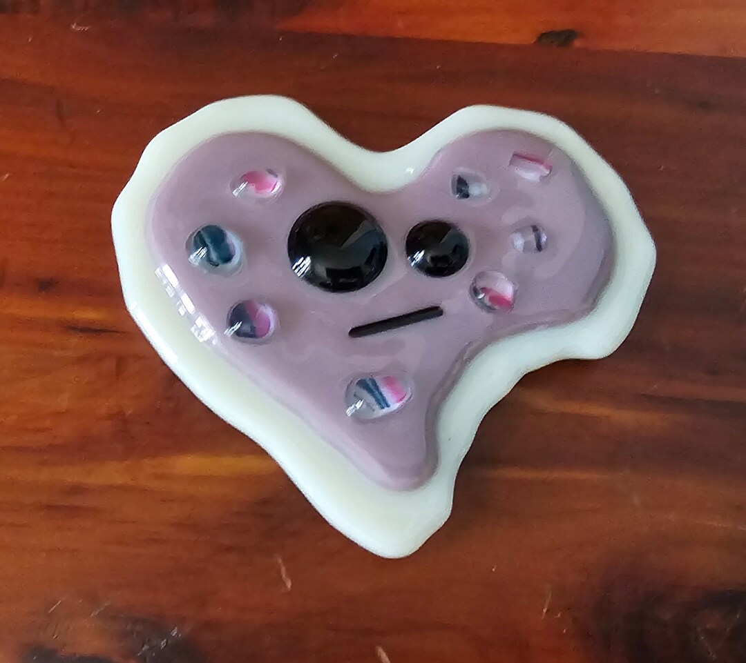 Fused Glass Cookie Magnet W/face (bite Missing) - Etsy
