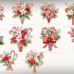 Christmas Candy and Gift Box Watercolor Clipart, Candy Cane, Peppermint ...