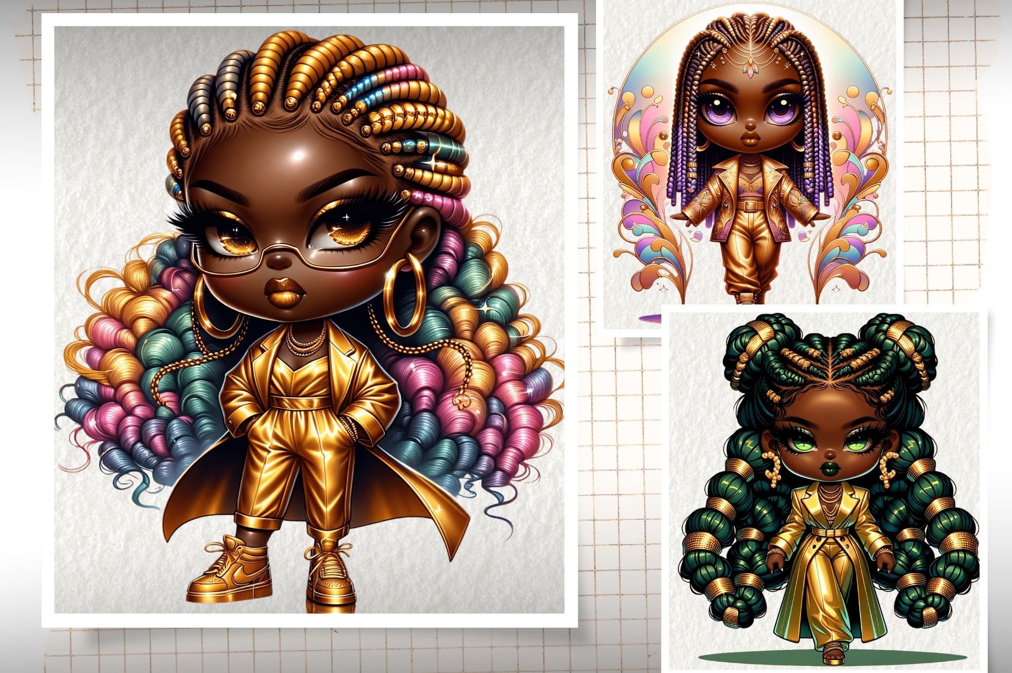 African American Chibi Woman, Chibi Black Women, Chibi Doll, Chibi Doll ...