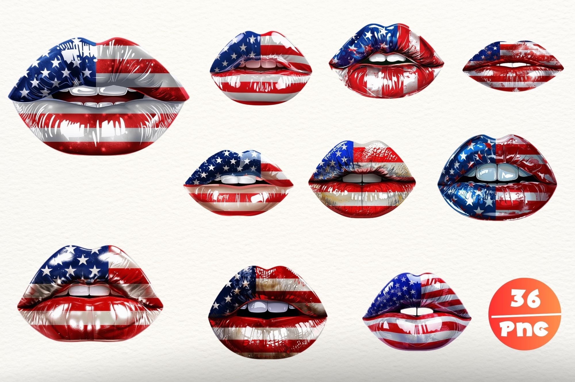 Glossy American Flag Leopard, Print Female Lips 4th of July ...