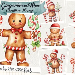 Christmas Gingerbread Man Watercolor, Gingerbread Man Clipart ...
