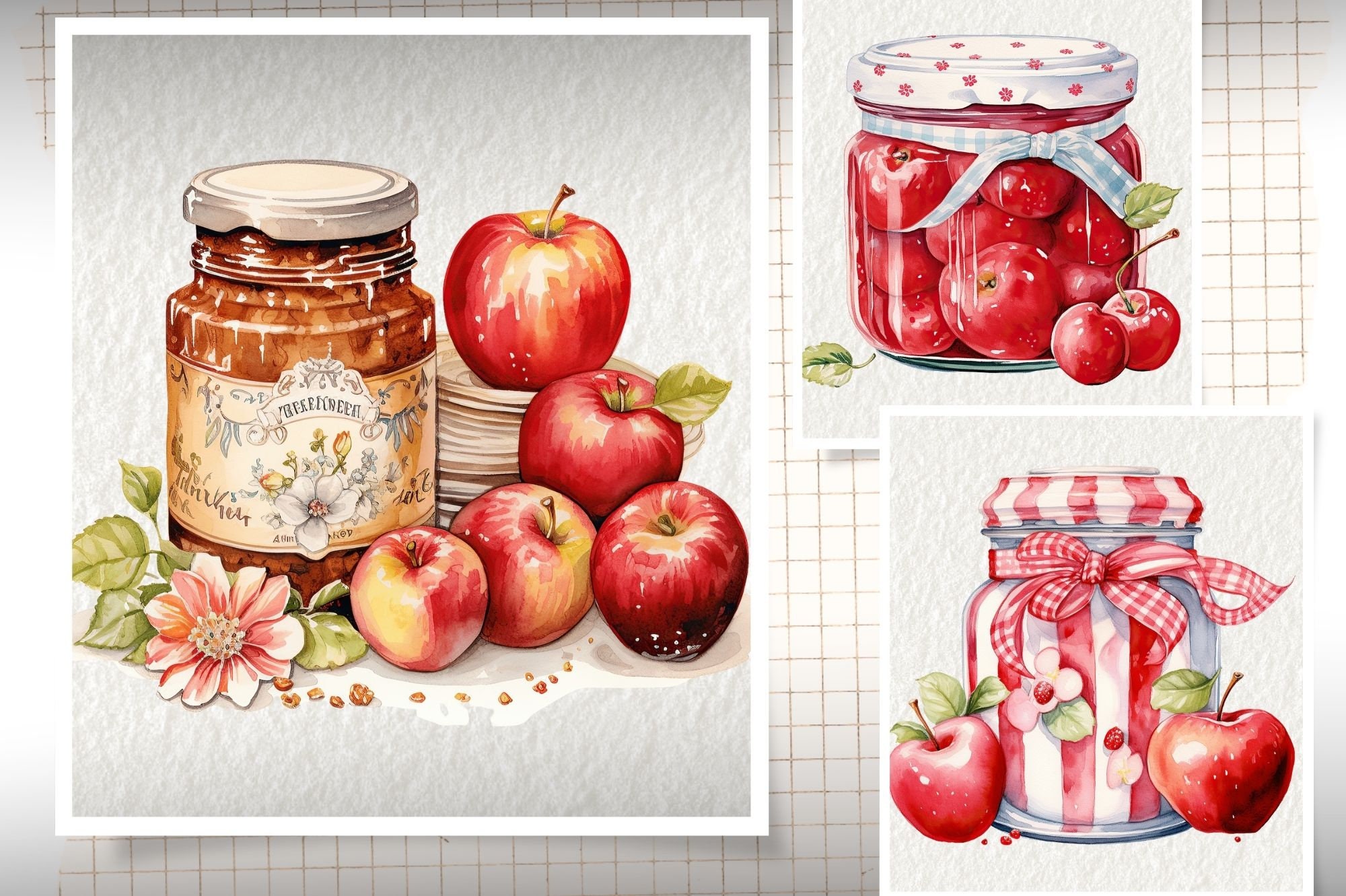 Apple Jam Clipart, Apples Clipart, Watercolor Apples, Apple Juice Png ...